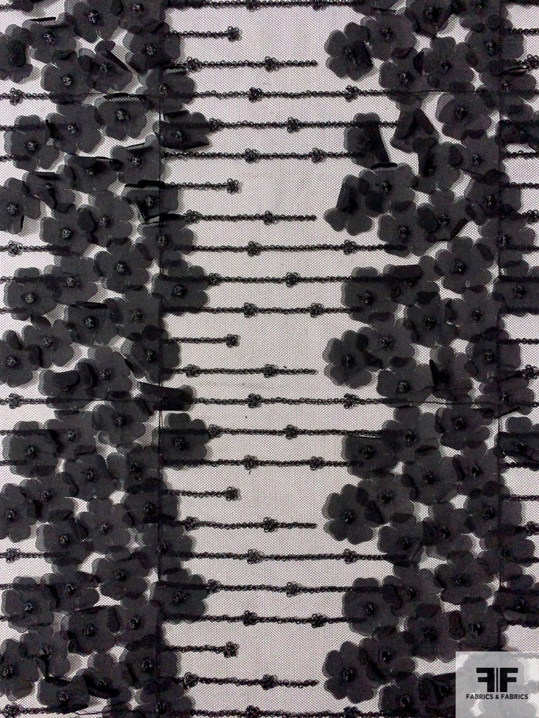 Fine Netting with 3D Floral Chiffon Appliqués and Sequins Detailing ...