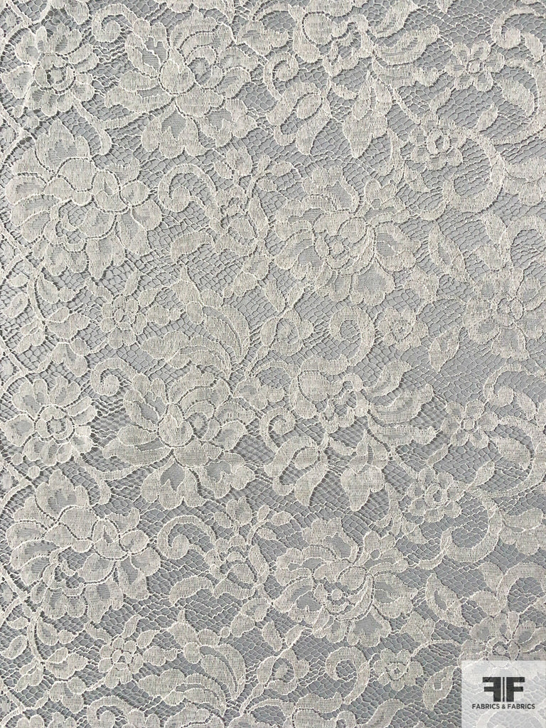 Double Border Floral Leavers Lace Trim - Light Ivory | FABRICS ...
