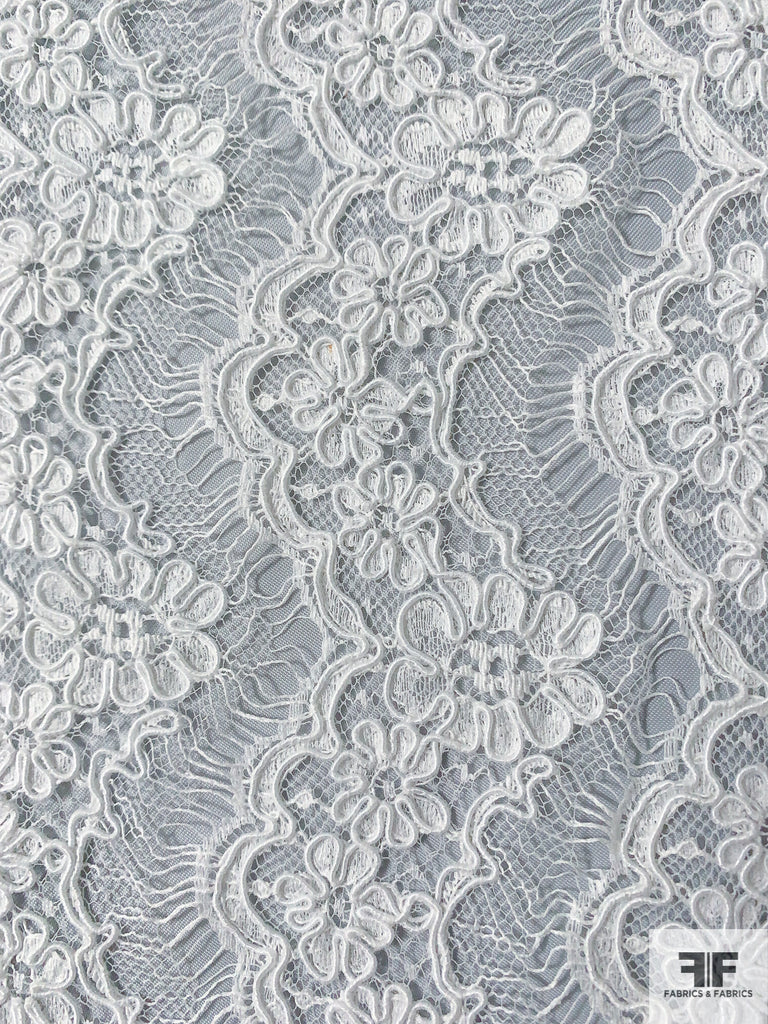 French Floral Alençon Lace Trim - White | FABRICS & FABRICS – Fabrics ...