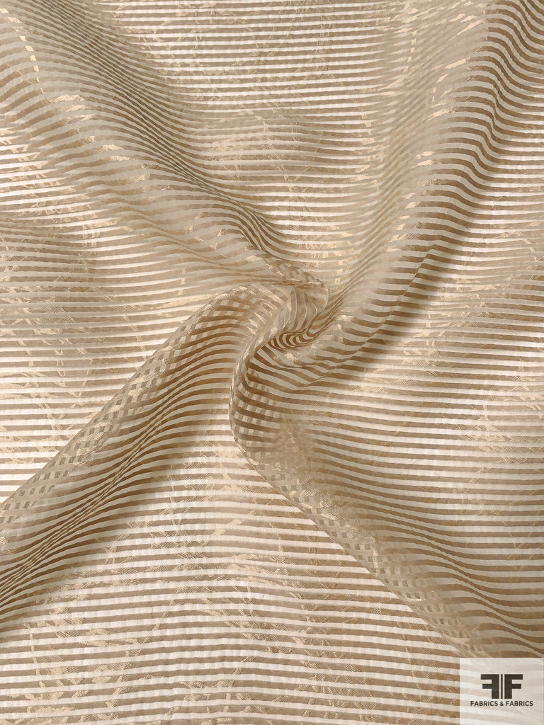 Italian Horizontal Textured Striped Abstract Organza - Beige | FABRICS ...