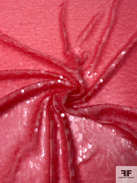 Prabal Gurung Solid Fish Scale Sequins on Tulle - Berry Pink | FABRICS ...