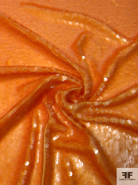 Prabal Gurung Solid Fish Scale Sequins on Tulle - Tangerine | FABRICS ...