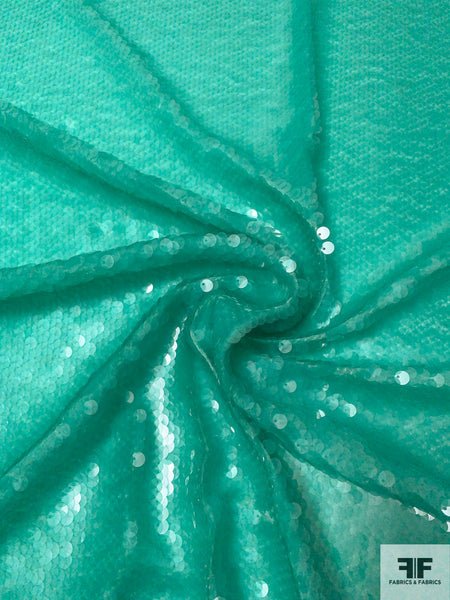 Prabal Gurung Solid Fish Scale Sequins on Tulle - Ocean Green | FABRICS ...