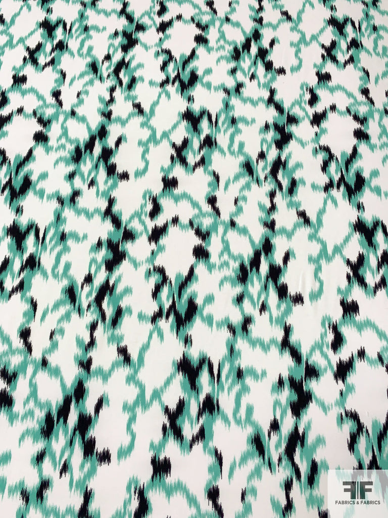 J Mendel Italian Hazy Ikat Printed Lightweight Stretch Polyester Crepe ...