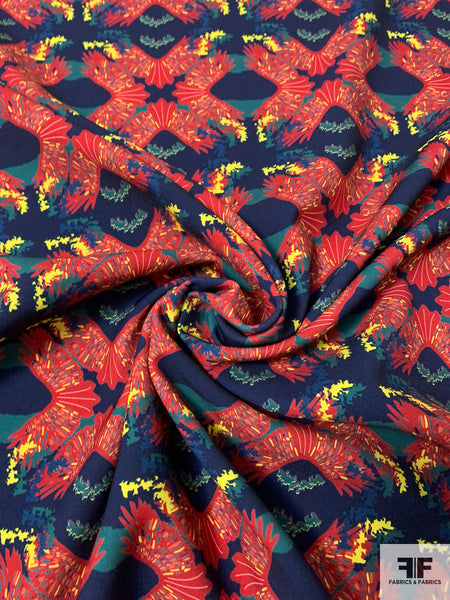 Italian Ethnic Inspired Printed Heavy Stretch Polyester Crepe - Burnt ...
