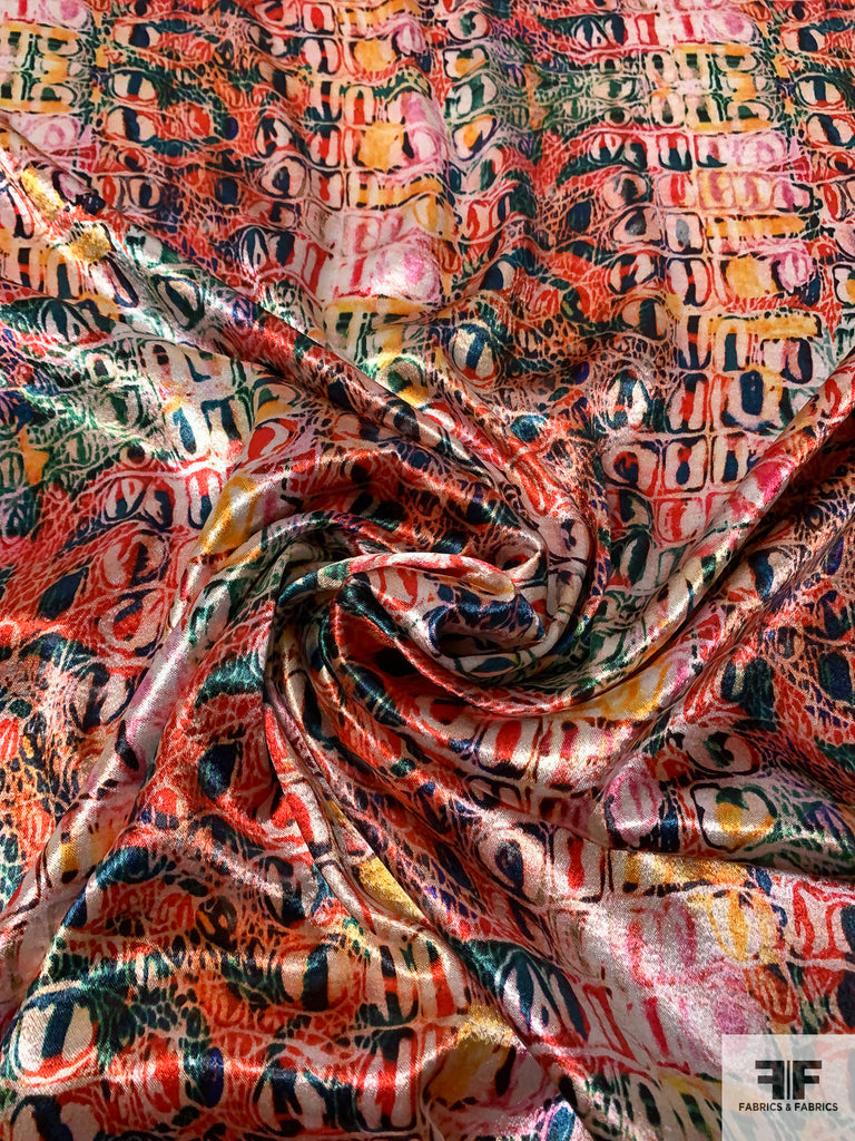 Abstract Animal-Like Pattern Printed Stretch Polyester Satin ...