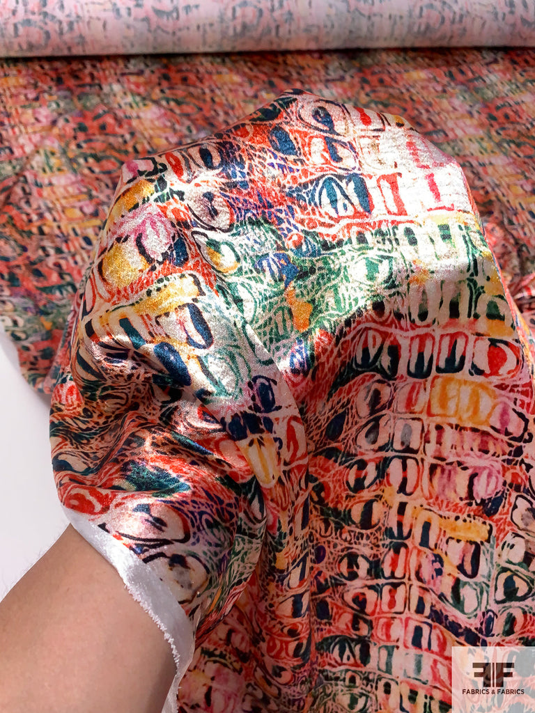 Abstract Animal-Like Pattern Printed Stretch Polyester Satin ...