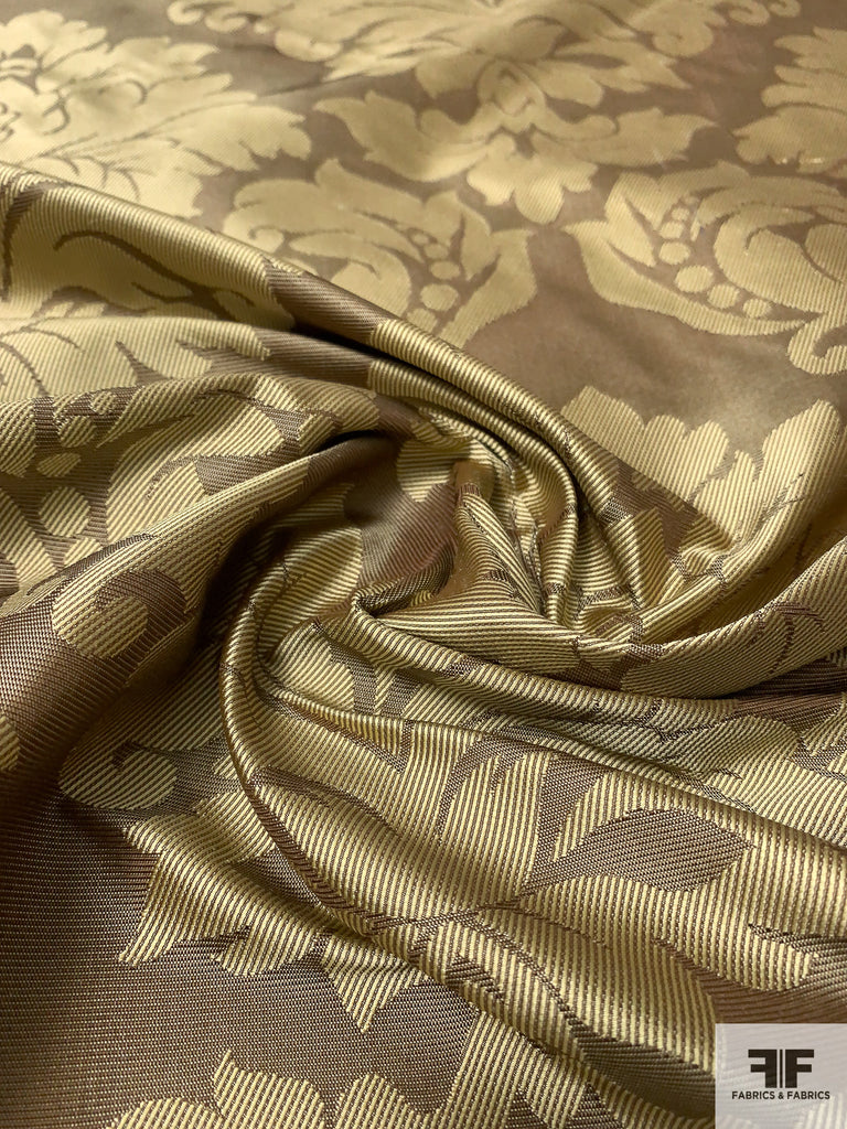 Damask Fine Jacquard-Faille Silk Brocade - Earthy Gold/Brown | FABRICS ...