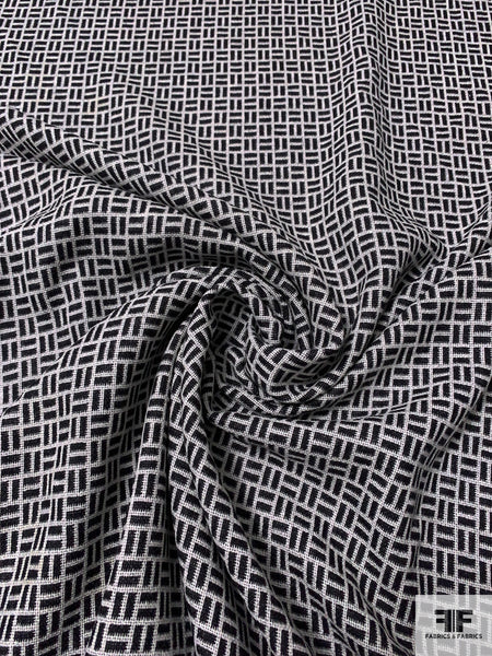 Italian Geometric Basketweave-Look Reversible Soft Wool Fashion Suiting ...