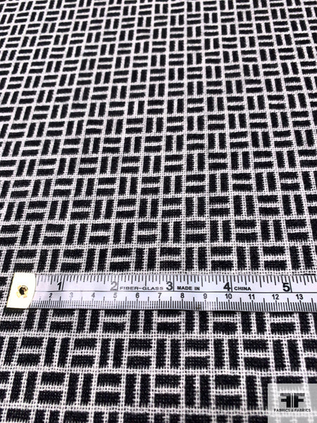 Italian Geometric Basketweave-Look Reversible Soft Wool Fashion Suiting ...