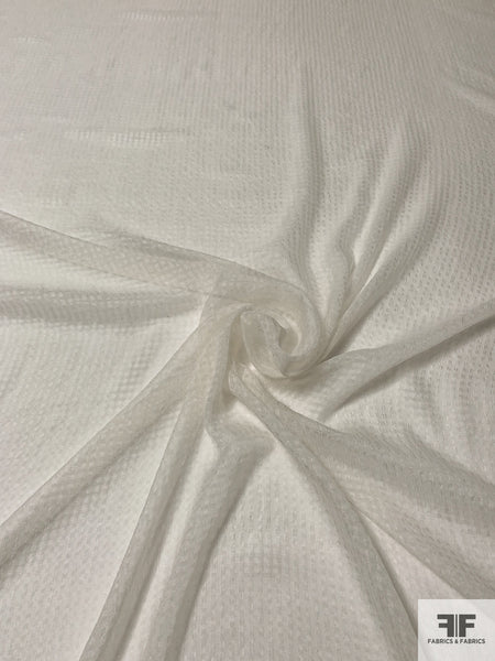 French Shadow Gingham Check Silk Chiffon - Light Ivory | FABRICS ...