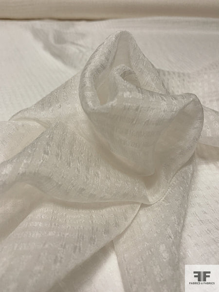 French Shadow Gingham Check Silk Chiffon - Light Ivory | FABRICS ...