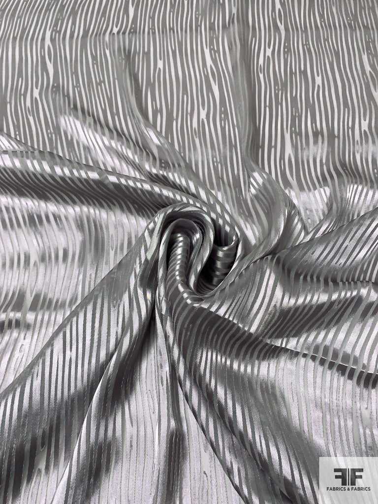 Wood Grain Satin Striped Silk Chiffon - Coin Grey | FABRICS & FABRICS ...