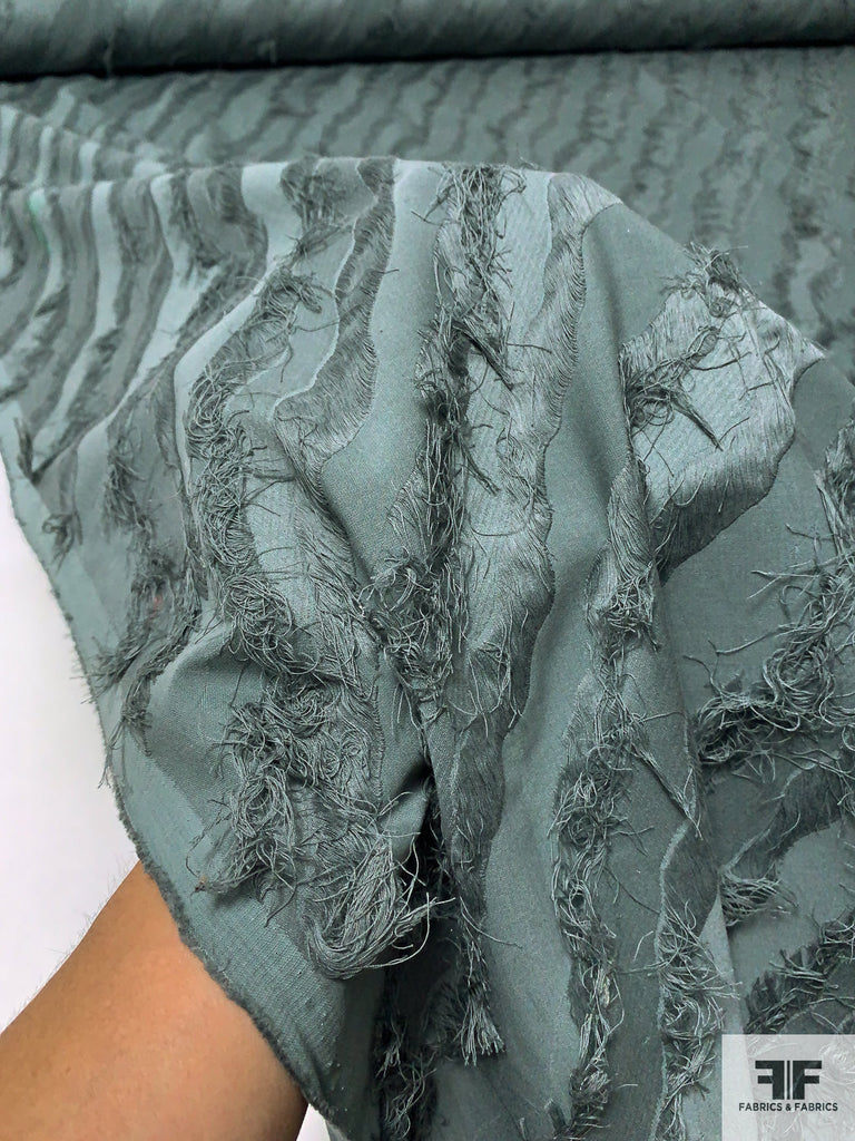 Italian Diagonal Fringed Novelty Cotton - Clay Green | FABRICS ...