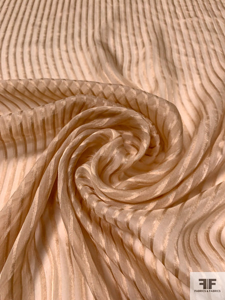 Italian Vertical Satin Striped Silk Chiffon - Tan | FABRICS & FABRICS ...