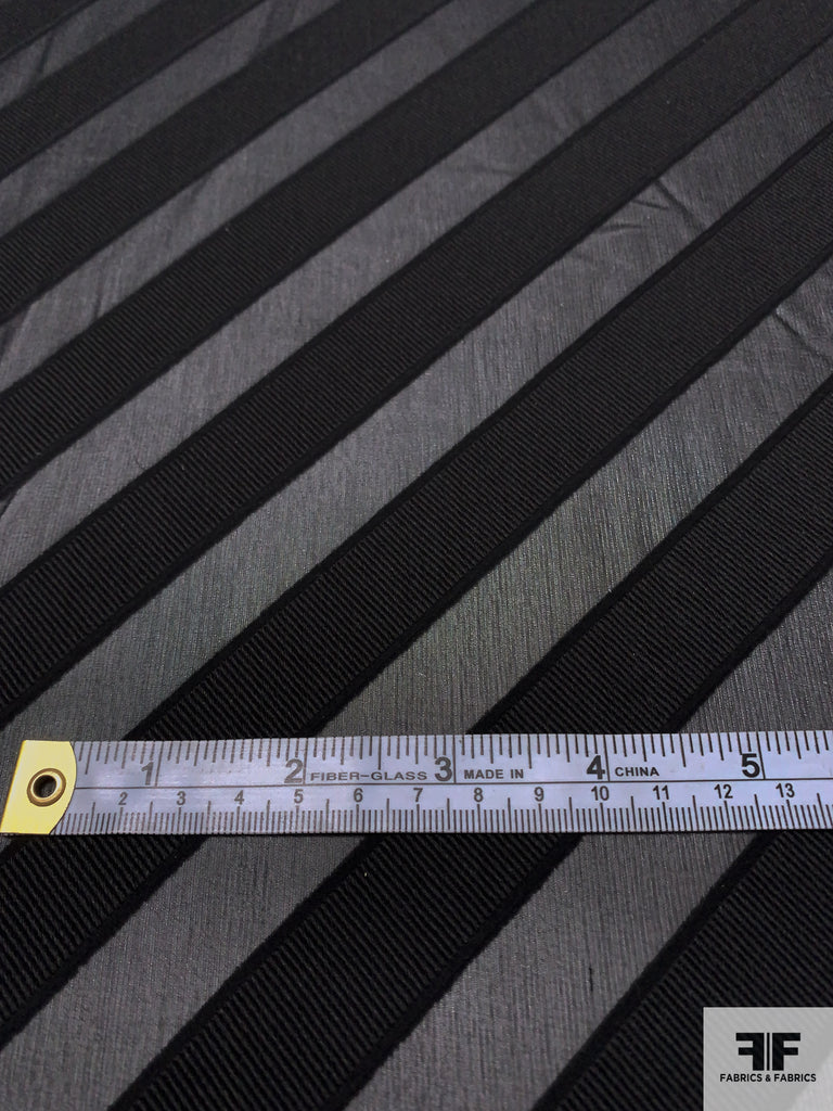 Made in Spain Diagonal Striped Silk Chiffon - Black | FABRICS & FABRICS ...
