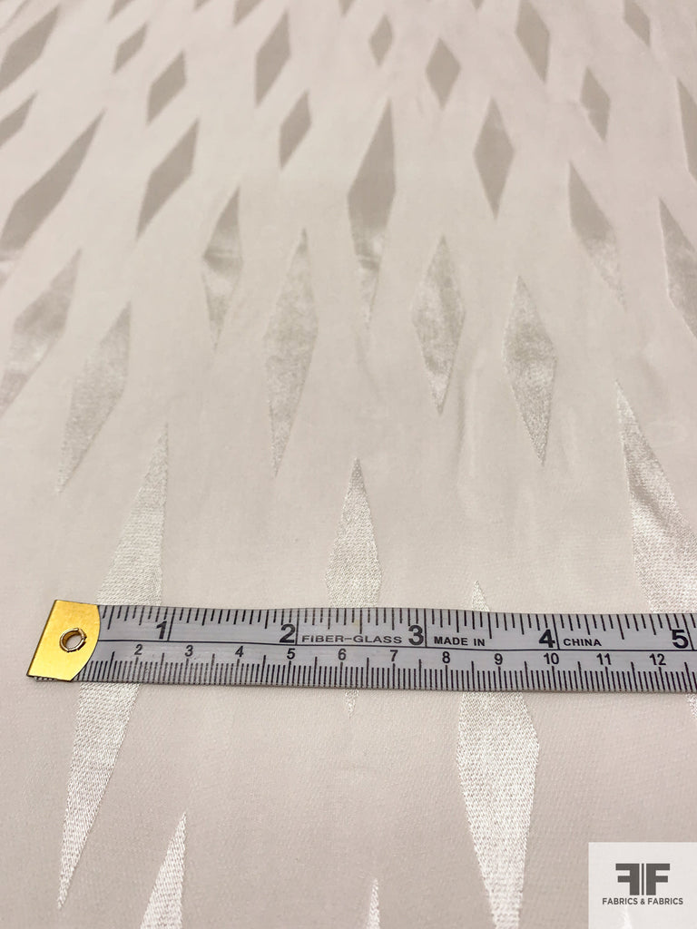 Elongated Diamond Pattern Burnout Satin Silk Chiffon - Off-White ...