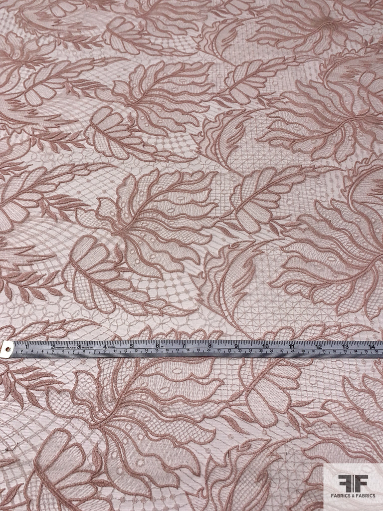 Leaf Pattern Embroidered Tulle - Dusty Pink | FABRICS & FABRICS ...