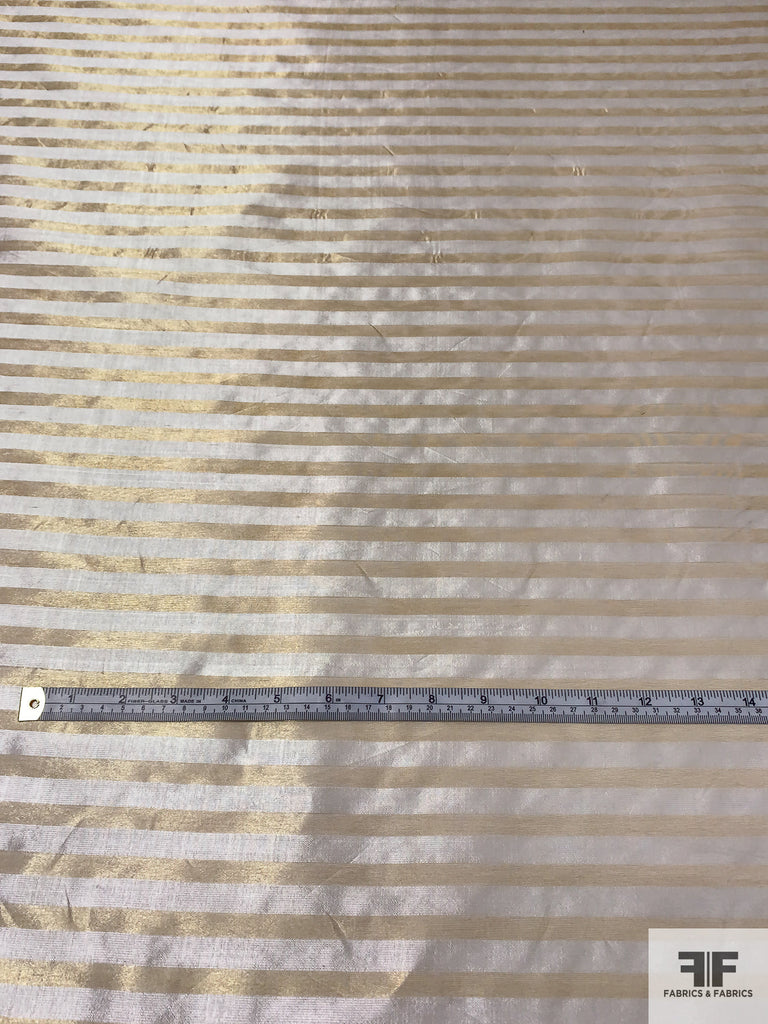 Horizontal Striped Lurex Polyester Organza - Gold/White | FABRICS ...