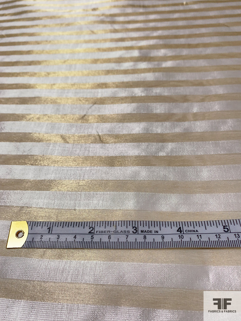 Horizontal Striped Lurex Polyester Organza - Gold/White | FABRICS ...
