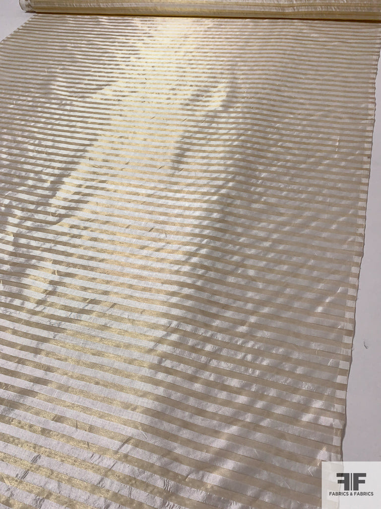 Horizontal Striped Lurex Polyester Organza - Gold/White | FABRICS ...