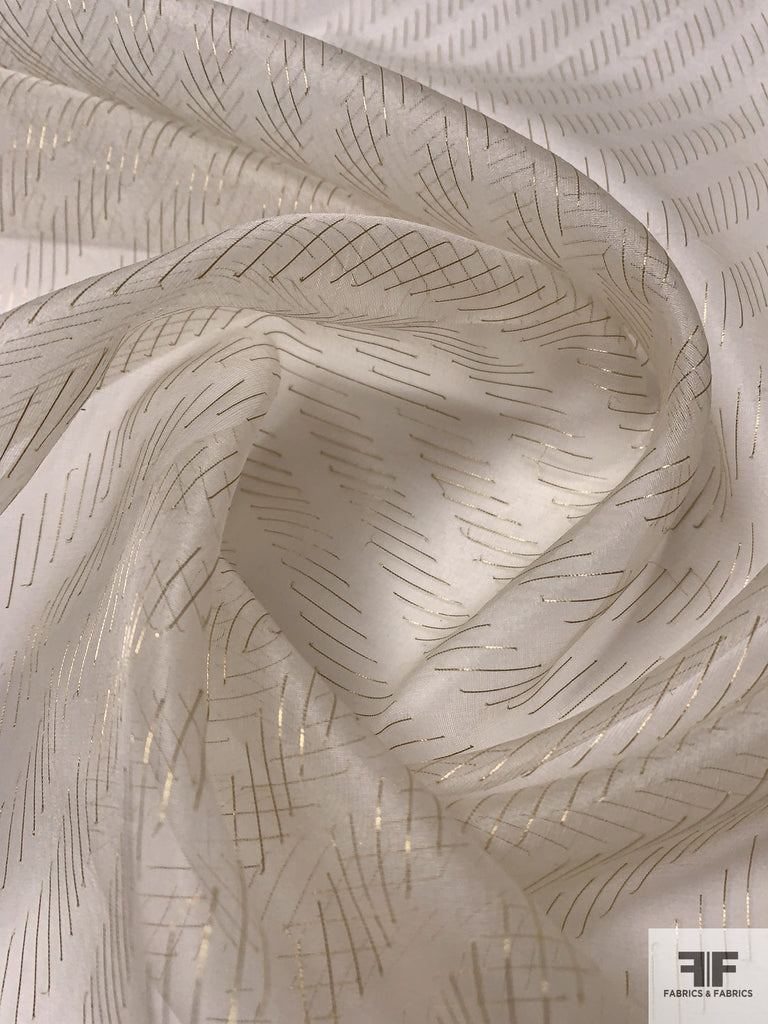 Silk Organza with Gold Lurex Lines - Off-White/Gold | FABRICS & FABRICS ...