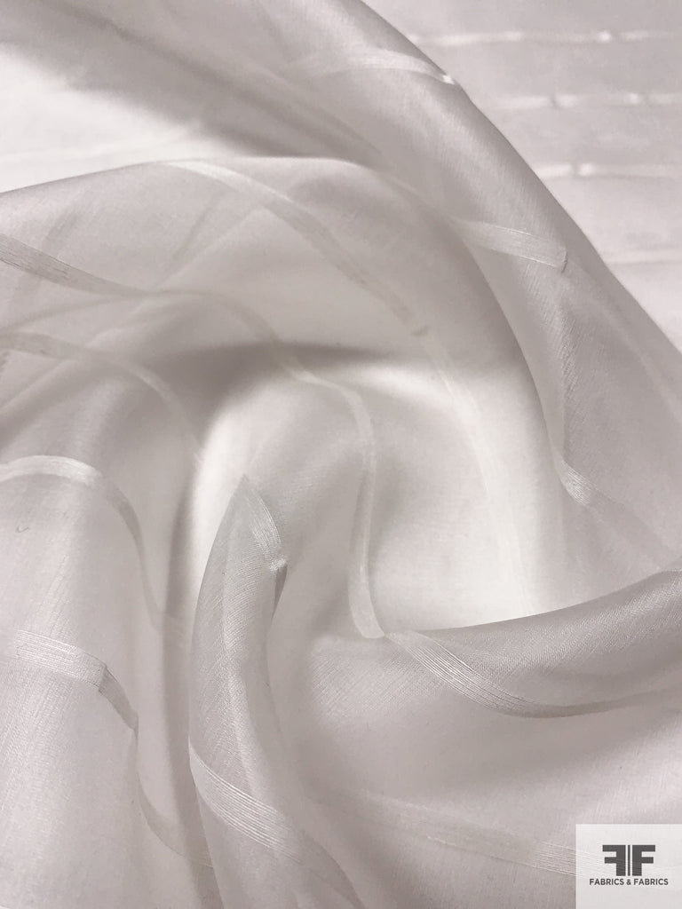 Horizontal Striped Silk Organza - Off-White | FABRICS & FABRICS ...