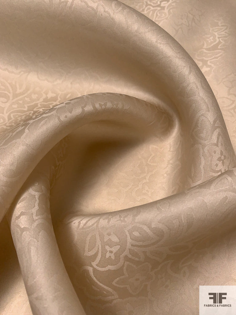 Floral Jacquard Satin Face Organza - Beige | FABRICS & FABRICS ...
