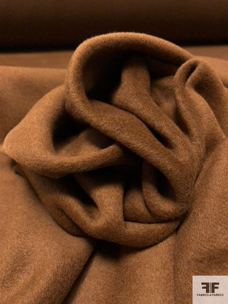 Italian Solid Brushed Wool Coating - Saddle Brown | FABRICS & FABRICS ...