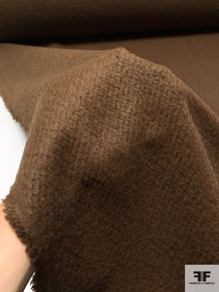 Italian Solid Boucle Brushed Wool Coating - Milk Chocolate | FABRICS ...