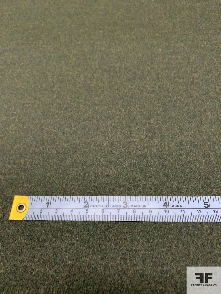 Italian Solid Brushed Light Jacket Weight Wool Coating - Army Green ...