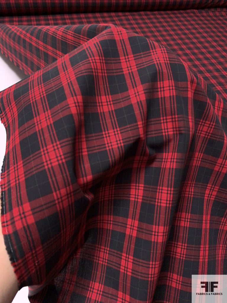 Made in Japan Plaid Cotton Shirting - Red/Black | FABRICS & FABRICS ...