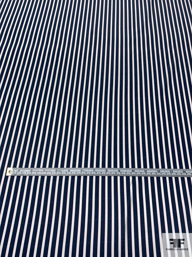 Vertical Striped Matte-Side Printed Silk Charmeuse - Navy/Off-White ...