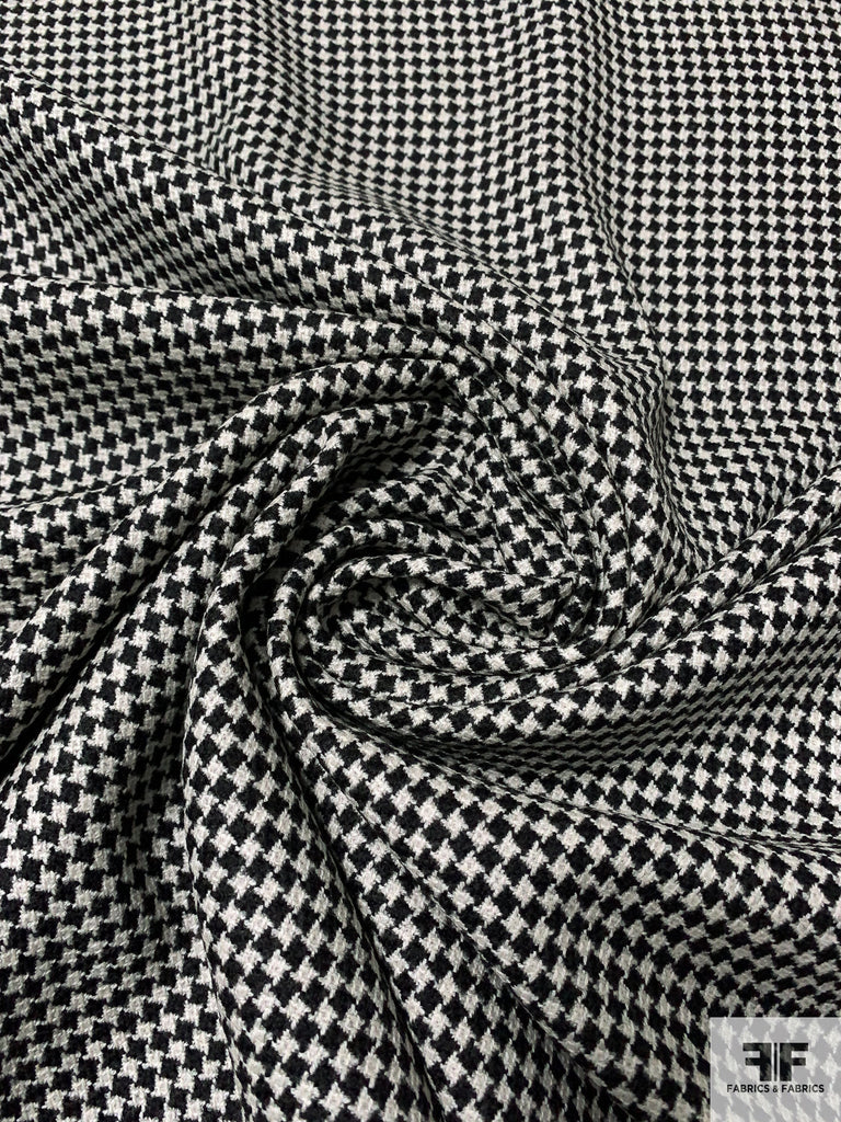 Italian Reversible Small Houndstooth Wool Jacket Weight Tweed - Black ...