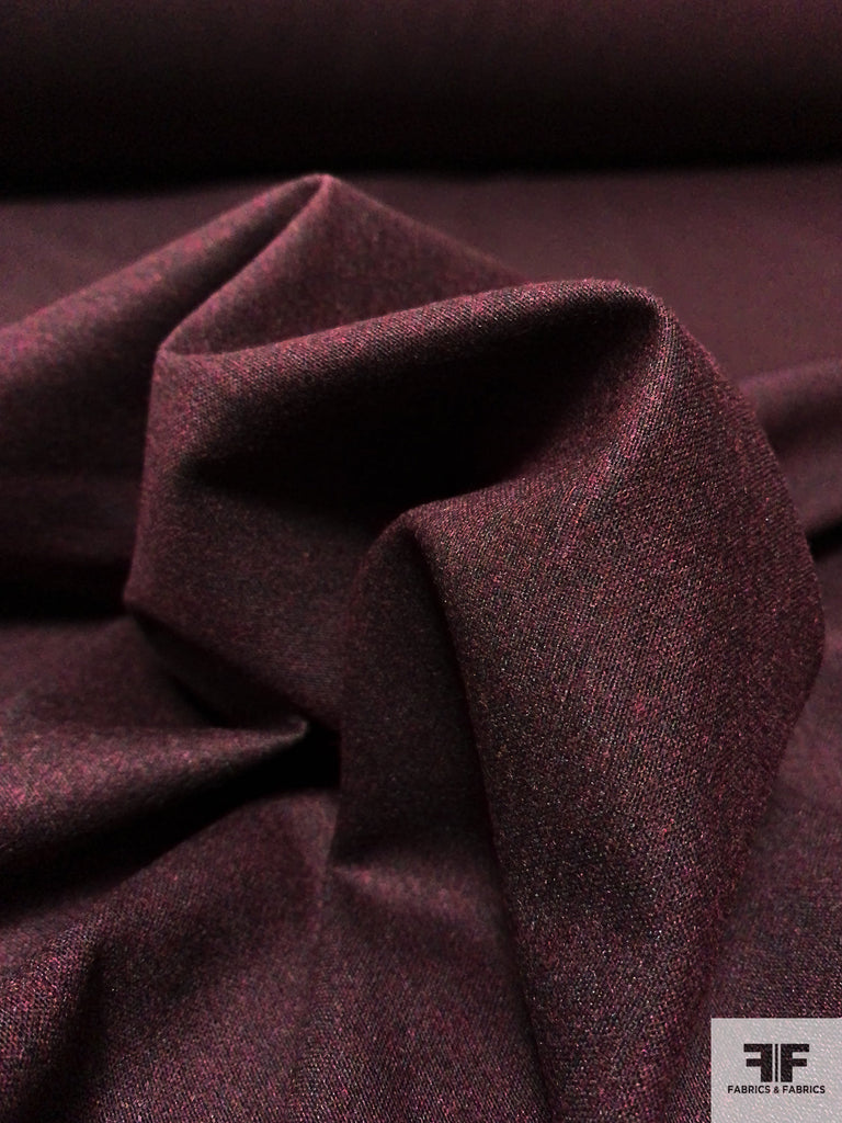 Italian Solid Fine Wool Blend Stretch Suiting - Burgundy | FABRICS ...