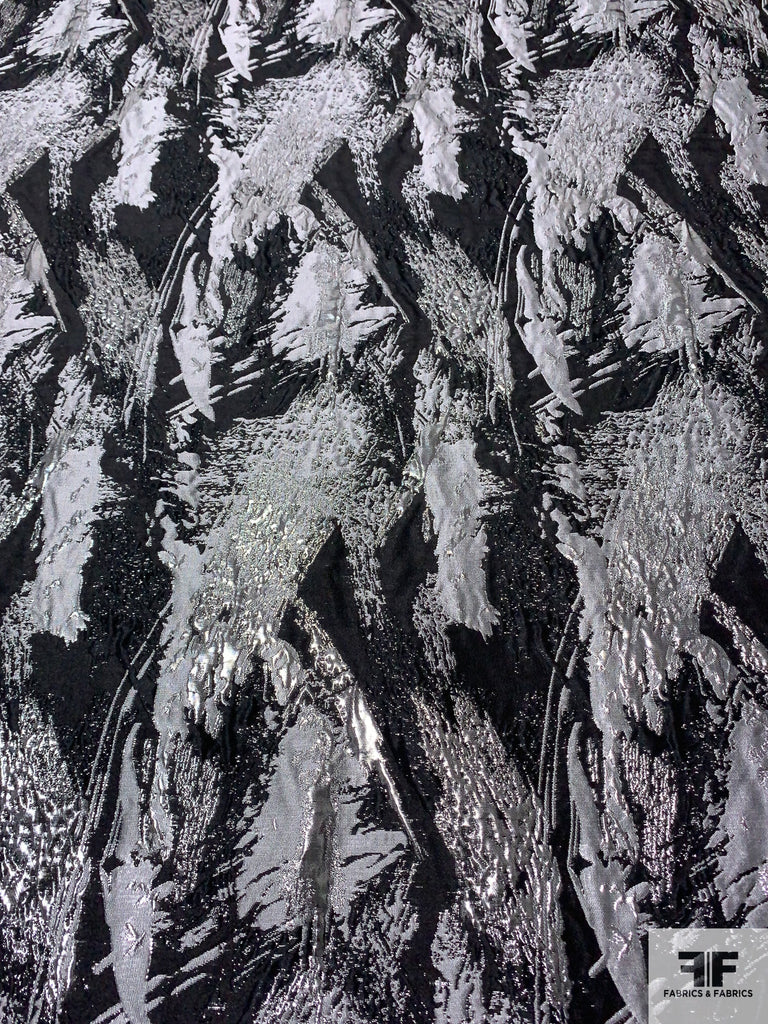 Brushstroke Textured Metallic Brocade - Silver/Grey/Black | FABRICS ...