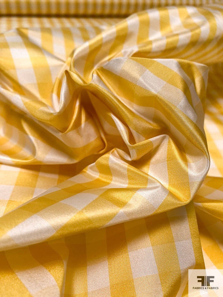 Gingham Check Silk Taffeta - Amber Yellow/Off-White | FABRICS & FABRICS ...