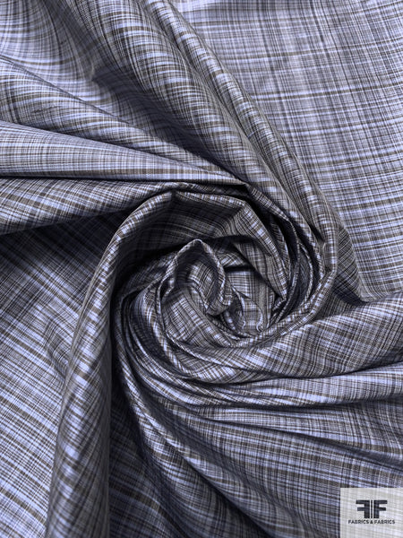 Micro Plaid Yarn-Dyed Silk Taffeta - Periwinkle Blue/Black | FABRICS ...