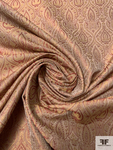 Regal Paisley Woven Jacquard Silk Brocade - Dark Red/Warm Gold/Tan ...