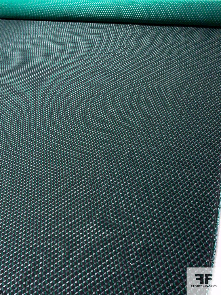 Italian Famous NYC Designer Crosshatch Pattern Brocade - Emerald Green ...