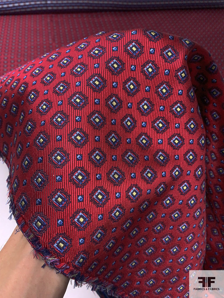 Ornate Frames Silk Necktie Jacquard Brocade - Red/Navy/Blue/Yellow ...