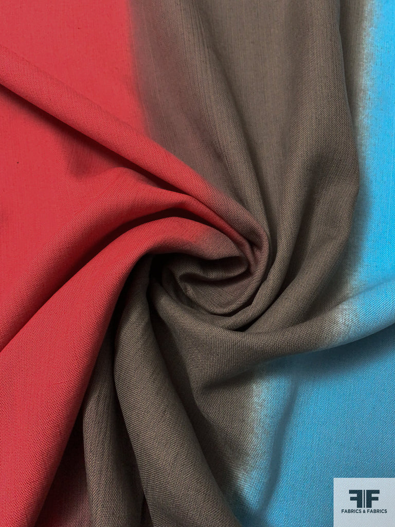 Italian Tri-Color Ombré Linen Blend - Blue/Cedar Brown/Red | FABRICS ...