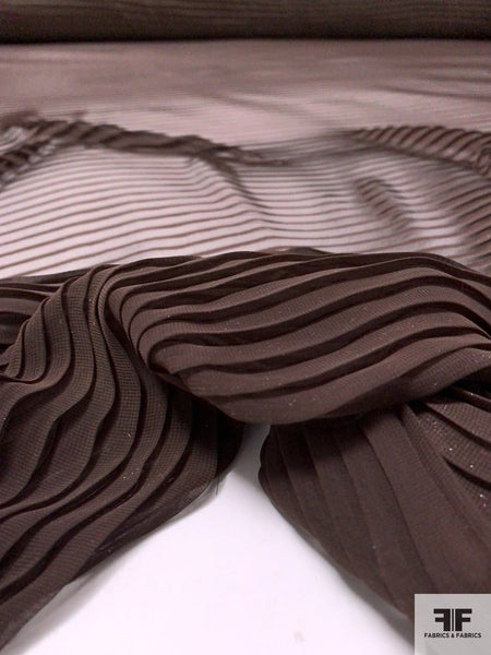 Pleated Silk Chiffon - Chocolate Brown | FABRICS & FABRICS – Fabrics ...