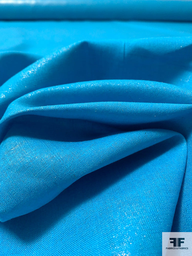 Foil Printed Linen - Turquoise/Gold | FABRICS & FABRICS – Fabrics & Fabrics