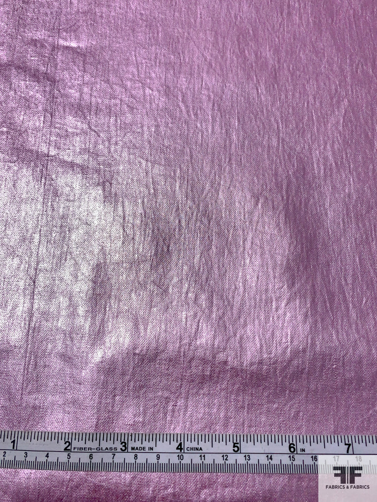 Italian Foil Printed Linen with Faux Leather Finish - Metallic Lilac ...