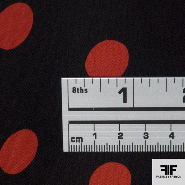 Black/Red Polka Dot Printed Silk Georgette - Fabrics & Fabrics