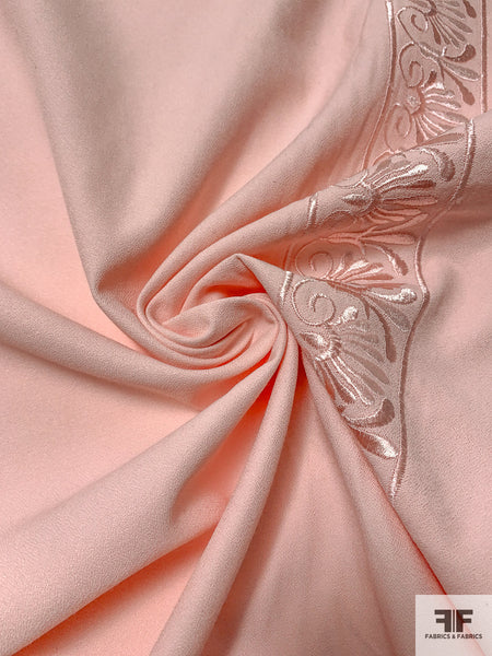 Border Pattern Embroidered Silk Crepe with Fused Back - Crepe Pink ...