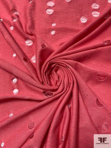 Ripped-Look Poly Rayon Jersey Knit - Watermelon | FABRICS & FABRICS ...