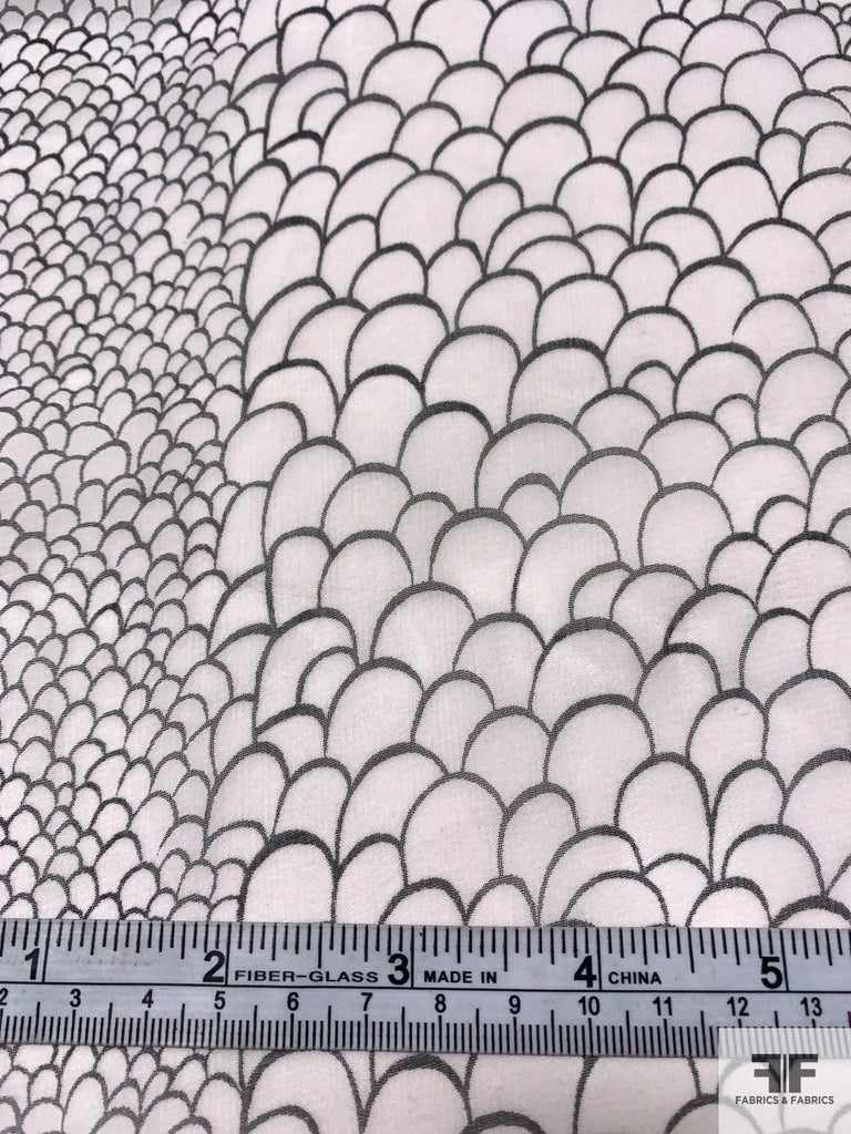 Scales Printed Silk Chiffon - Off-White/Black | FABRICS & FABRICS ...