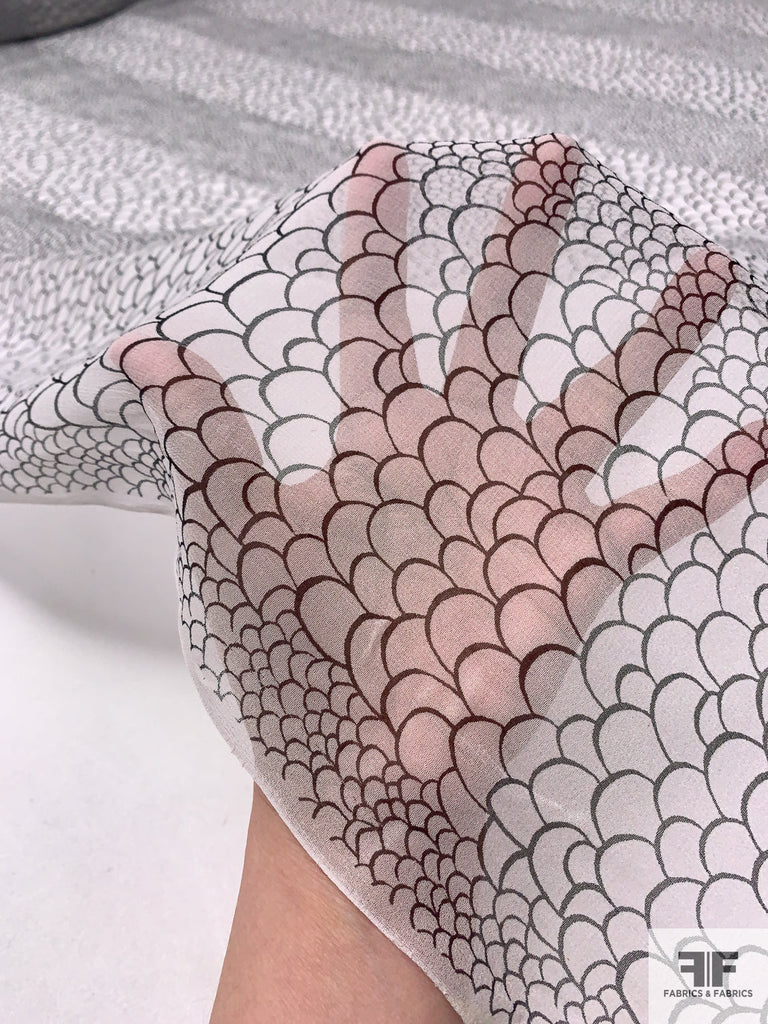 Scales Printed Silk Chiffon - Off-White/Black | FABRICS & FABRICS ...
